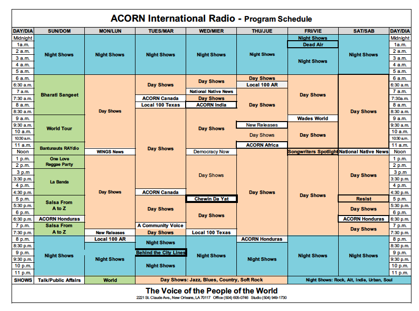 ACORN Radio Program Schedule – ACORN Radio