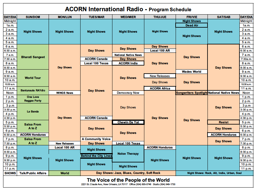 ACORN Radio Program Schedule – ACORN Radio